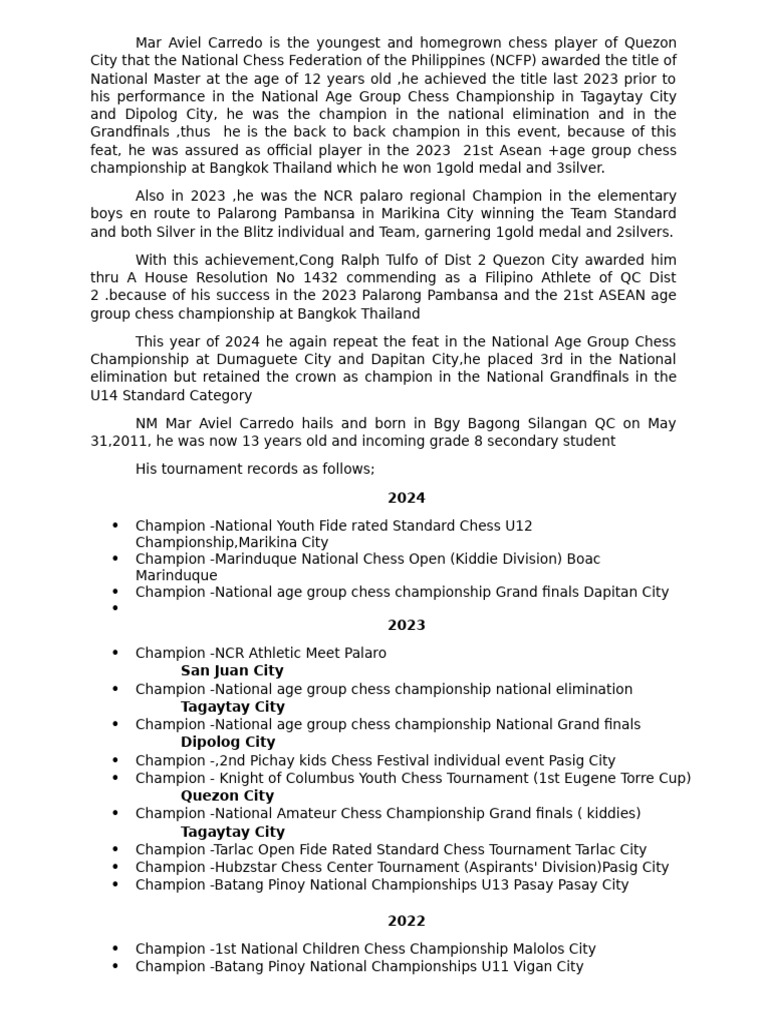 Mar Aviel Achievements 2022-2024 | PDF