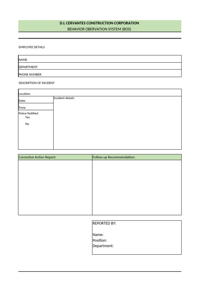 Bos Form | PDF