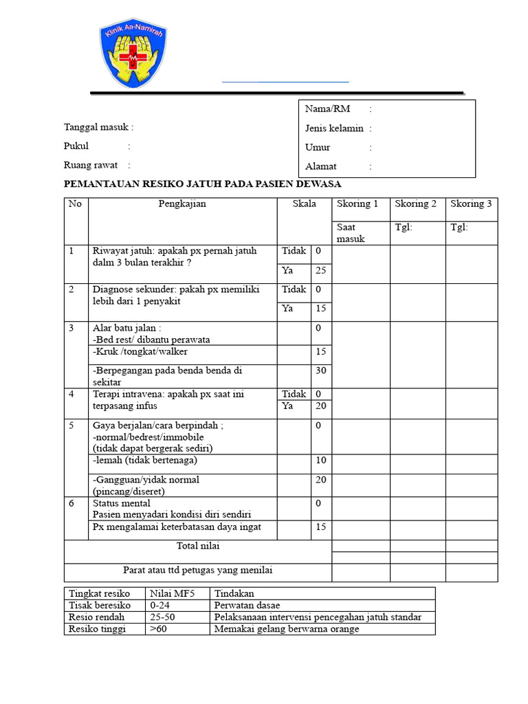 Form Resiko Jatuh | PDF