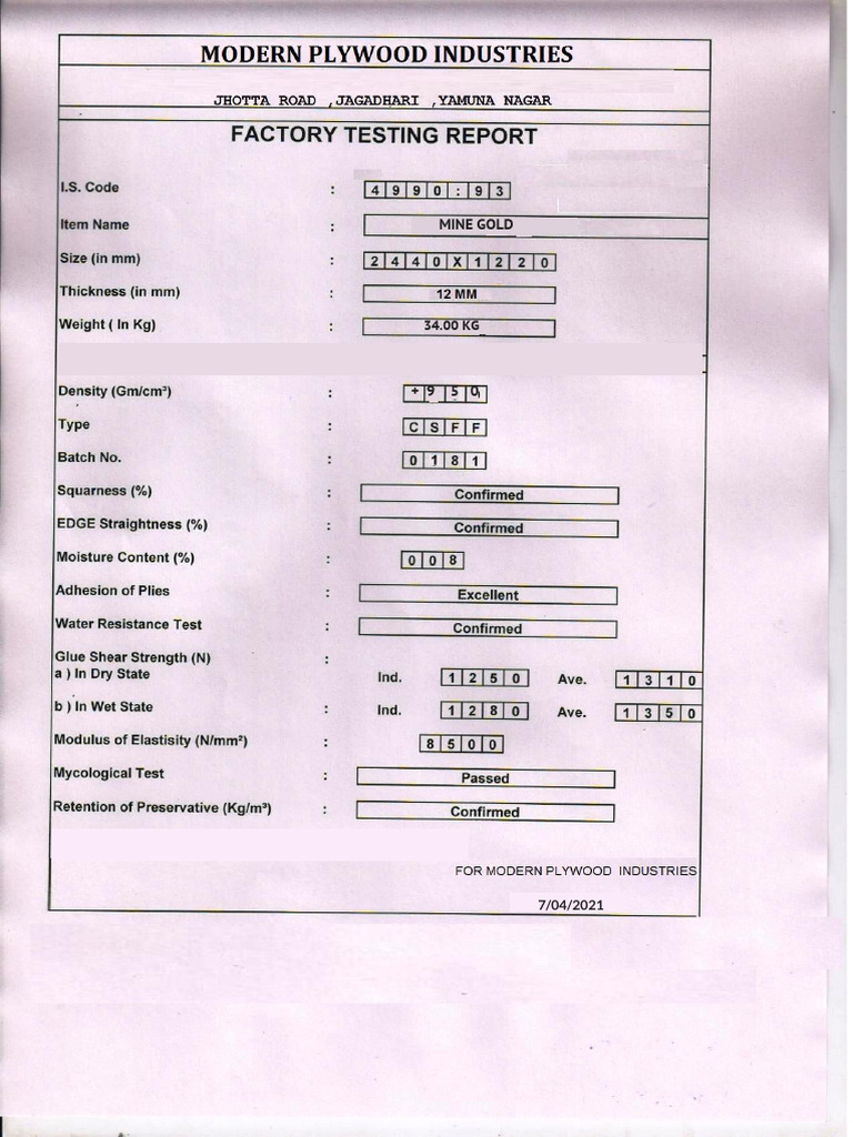 Test Report 34kg | PDF