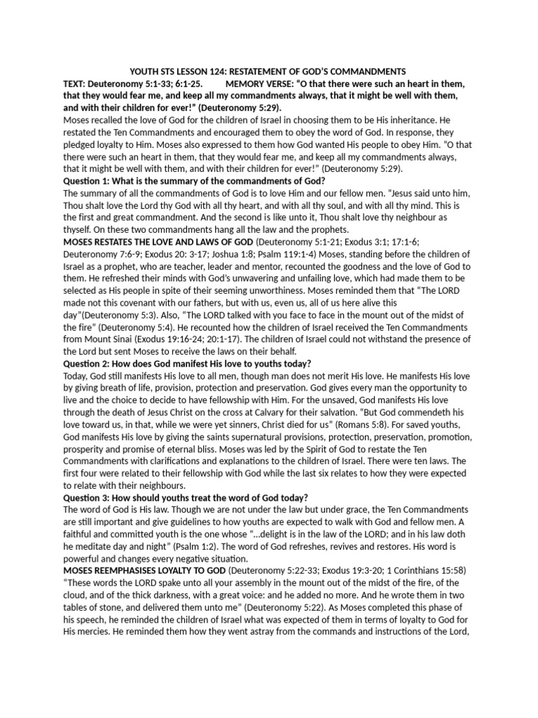 Youth STS Lesson 124 | PDF