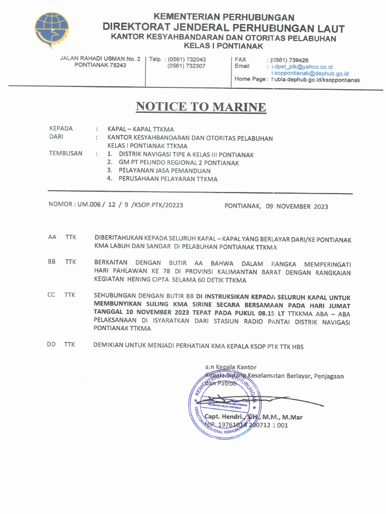 Notice To Marine | PDF