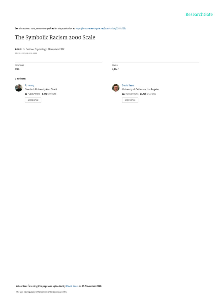 The Symbolic Racism 2000 Scale | PDF