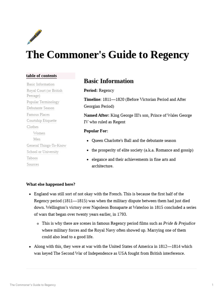 The Commoner's Guide To Regency | PDF | Engagement | Travel