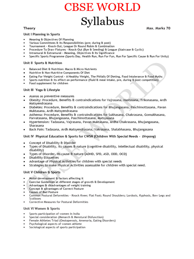 Physical Education Syllabus | PDF