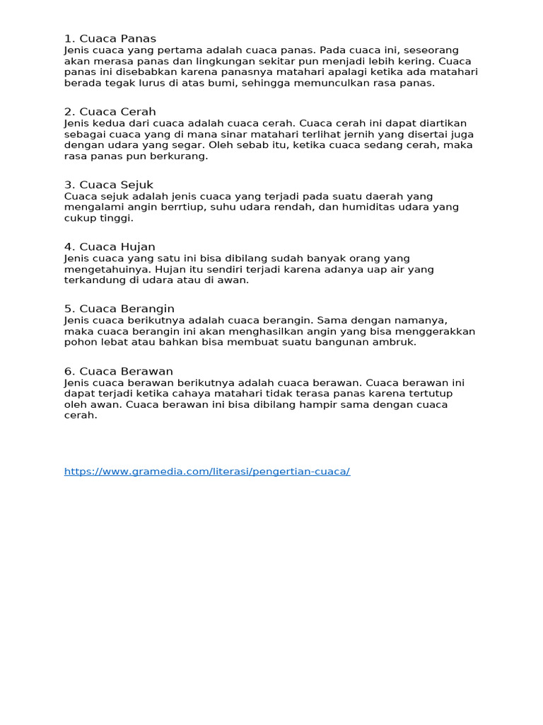 Jenis Jenis Cuaca | PDF