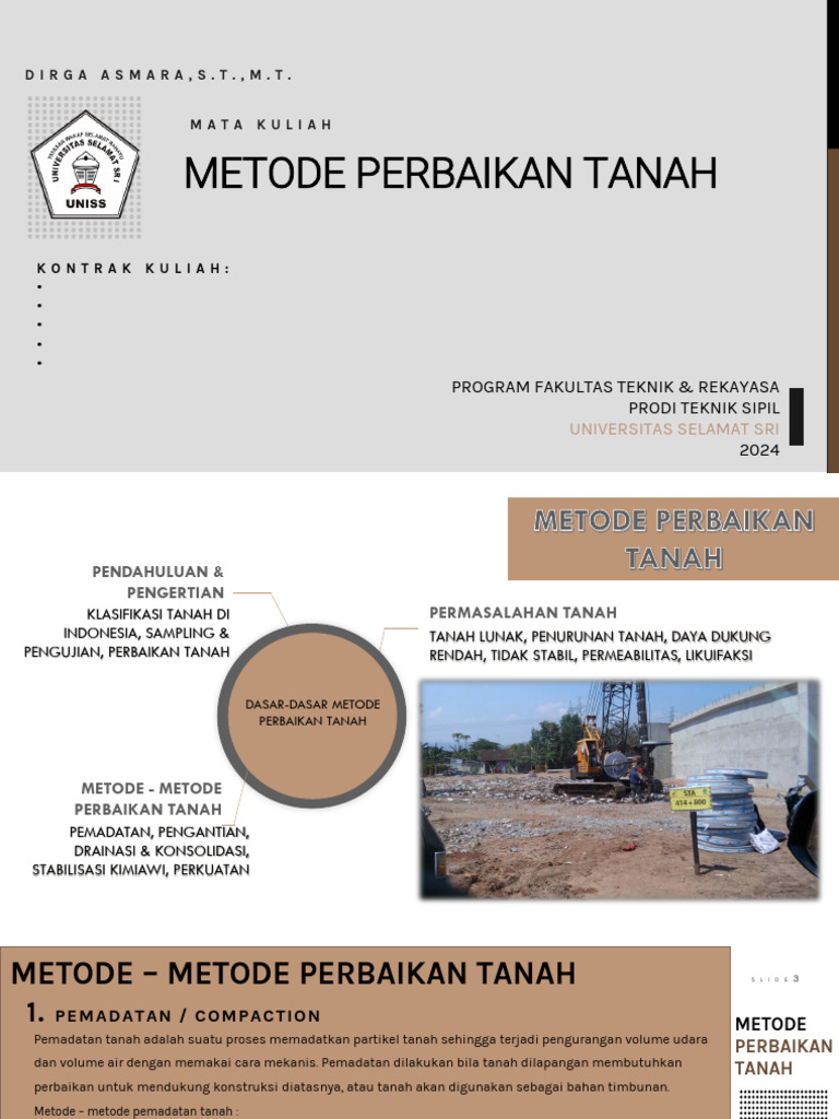 Materi Metode Perbaikan Tanah (Pra Uas) | PDF