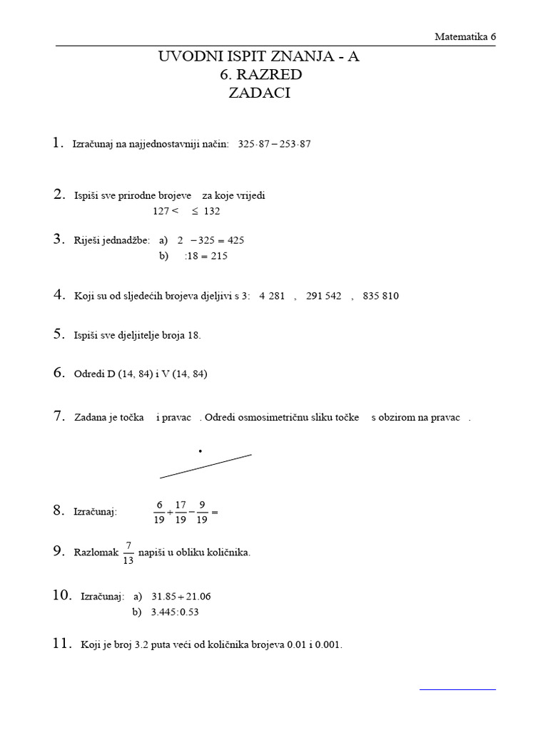 Mat 6 Inicijalni 2012 - Zadaci | PDF