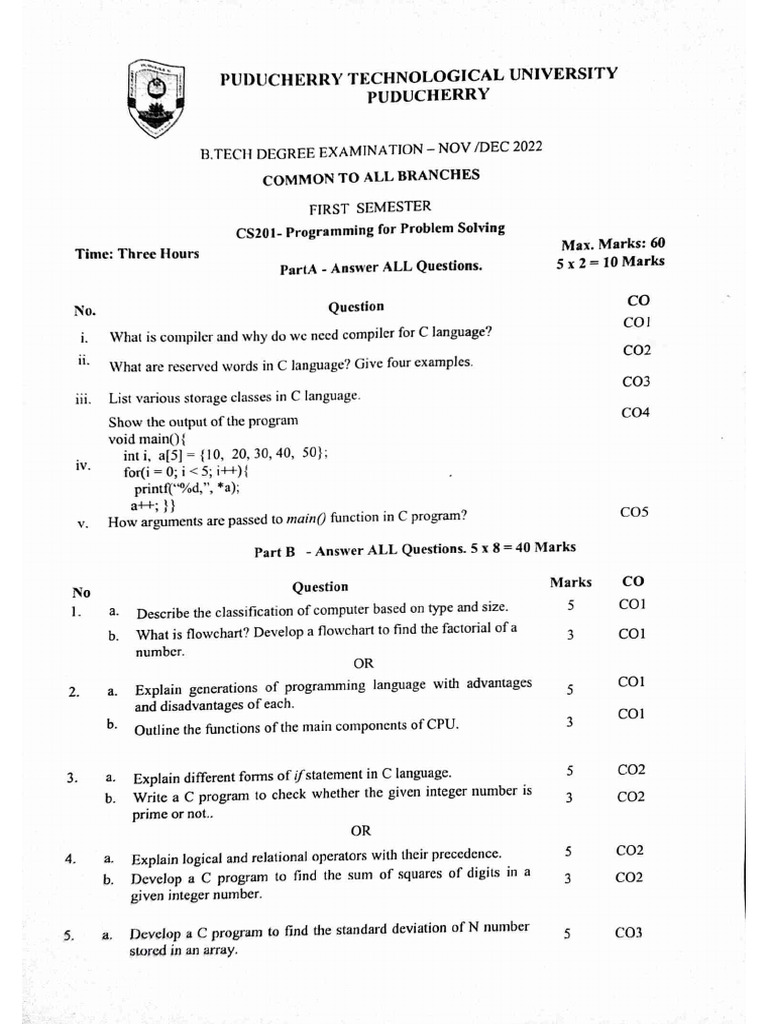 CS201 Nov Dec 2022 (May 2023) | PDF