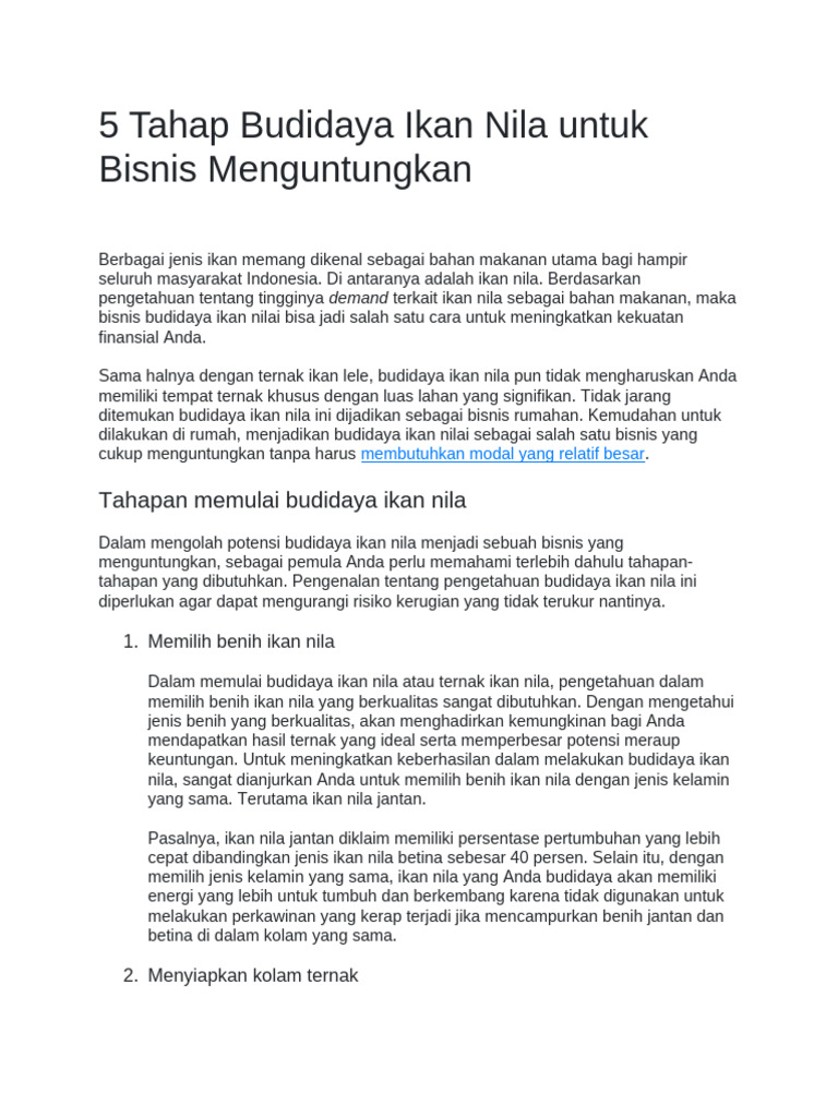 BUDIDAYA Ikan Nila | PDF