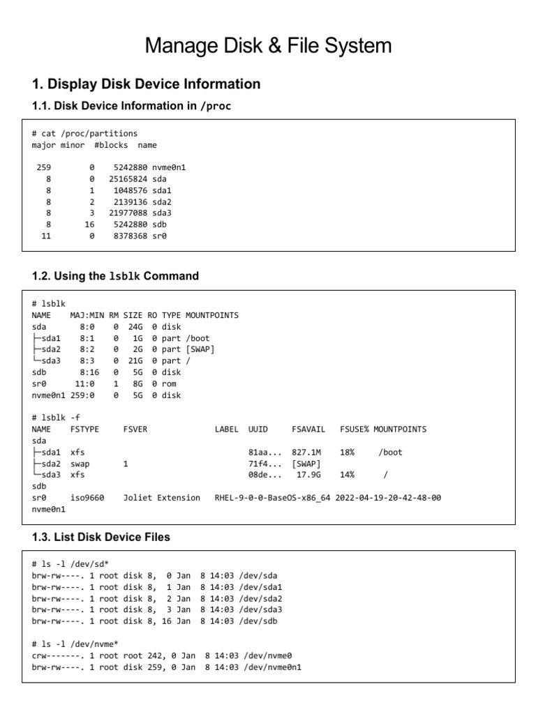 Manage Disk Filesystem | PDF