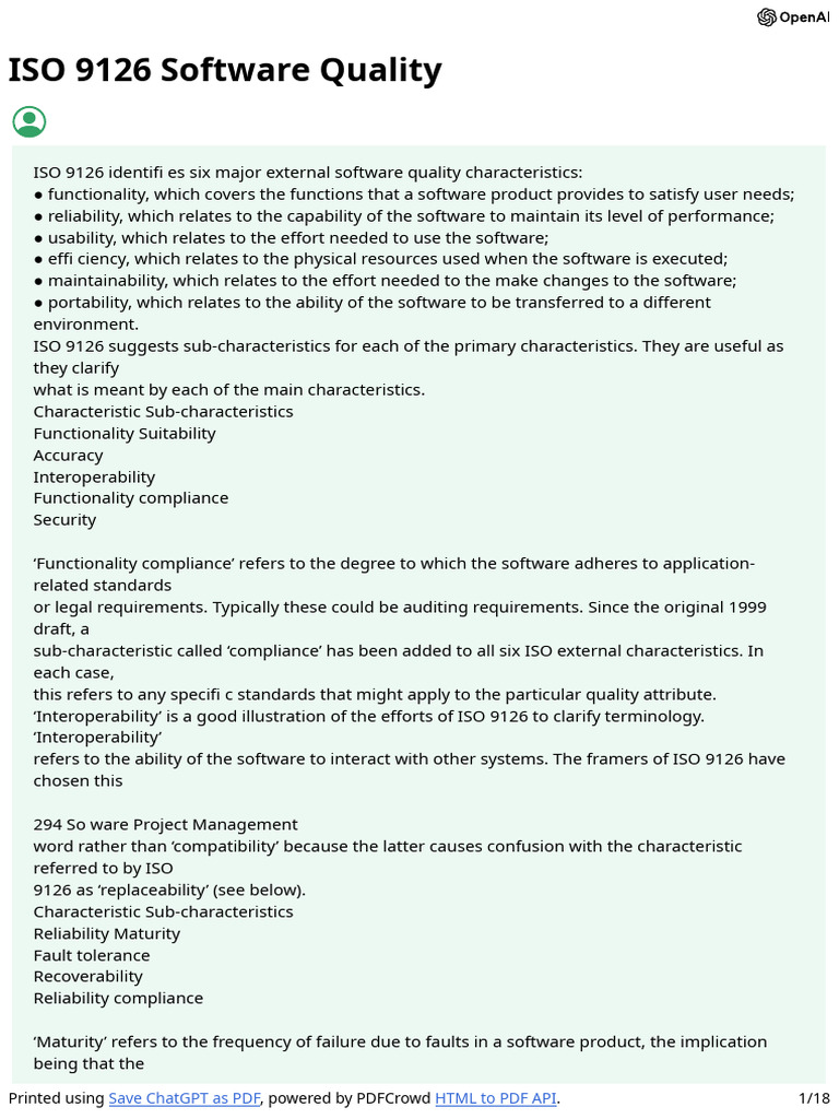 ISO 9126 Software Quality | PDF