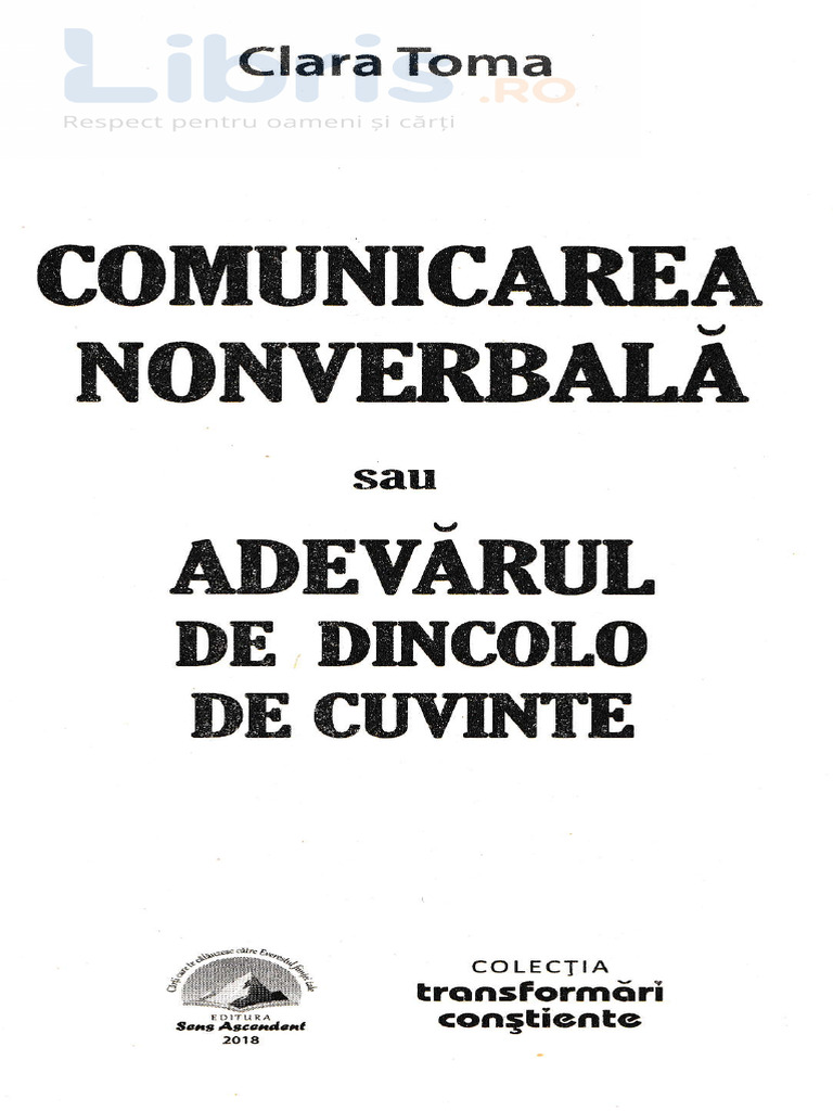 Comunicarea Nonverbala Sau Adevarul de Dincolo de Cuvinte - Clara Toma | PDF