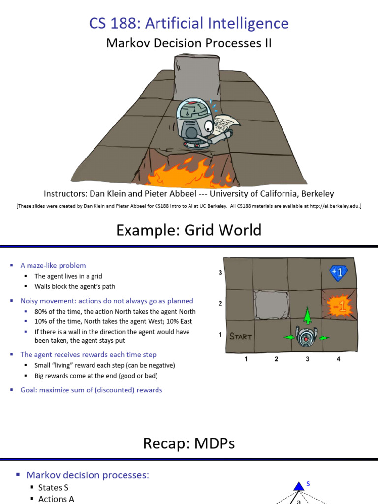 SP14 CS188 Lecture 9 - MDPs II | PDF