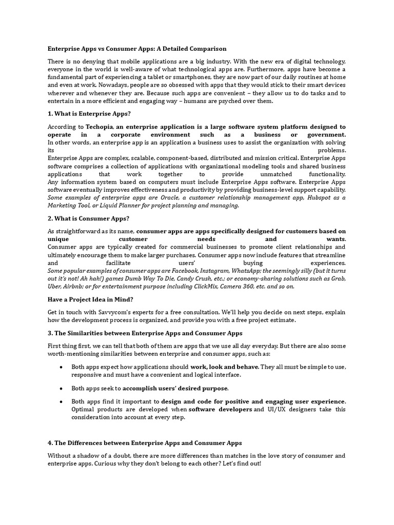 Enterprise Apps Vs Consumer Apps | PDF