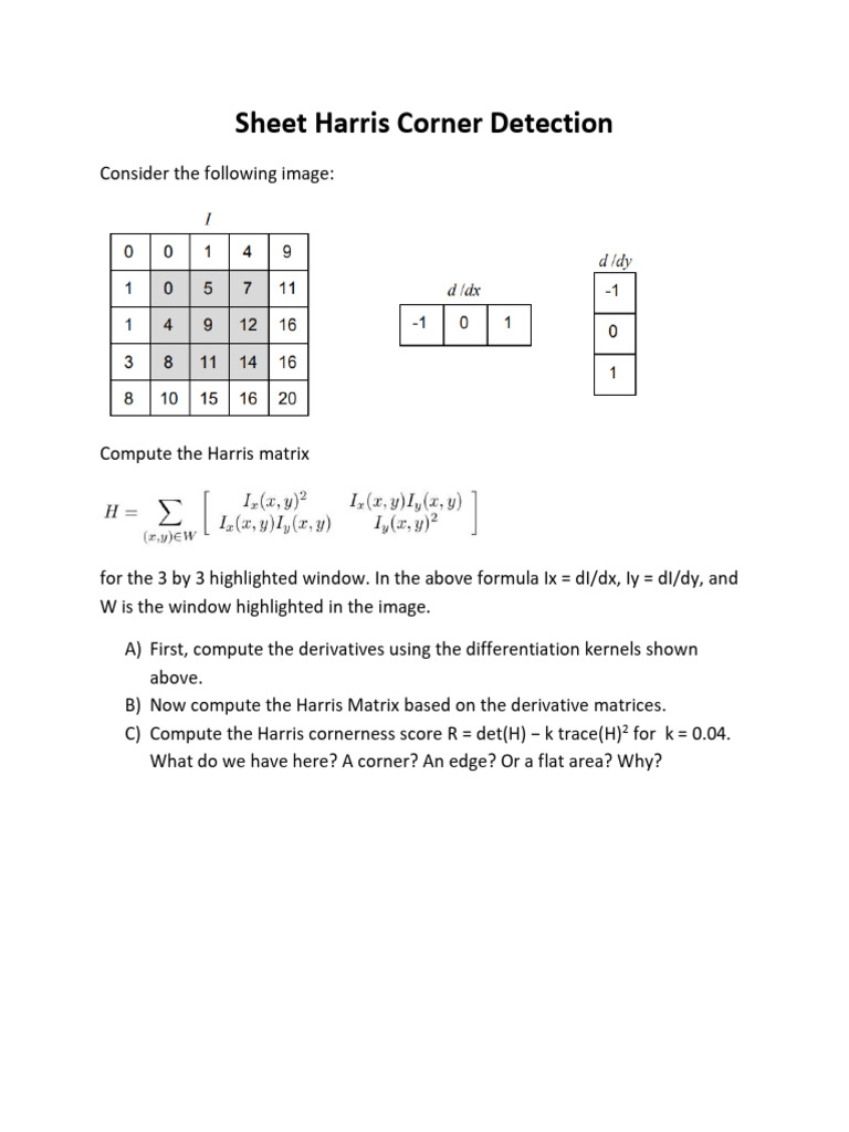 10 Sheet Harris Corner Detection | PDF