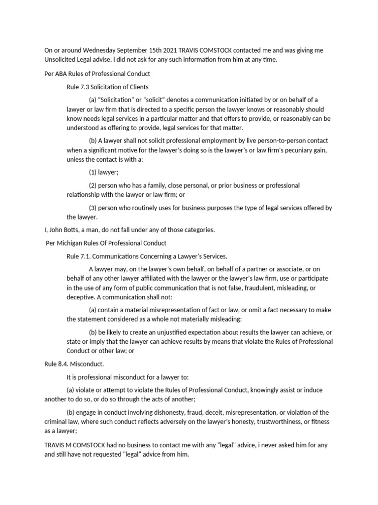 Aba Rules Conduct Attorney Complaint | PDF