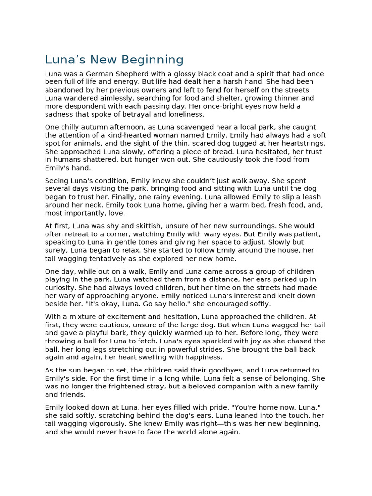 Luna's New Beginning | PDF