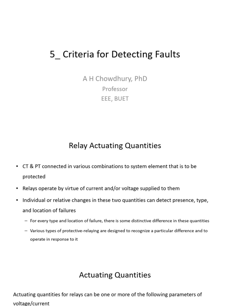 5 - Criteria For Detecting Faults | PDF