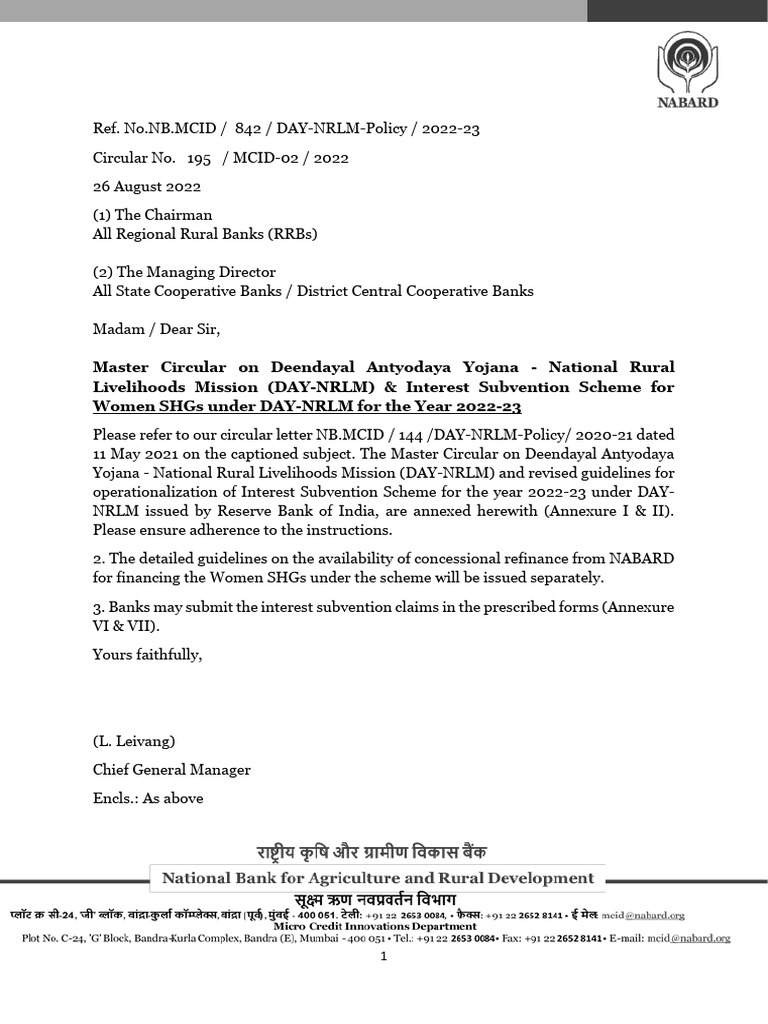Nabard Master Circular 26 August 22 | PDF | Banks | Finance & Money ...