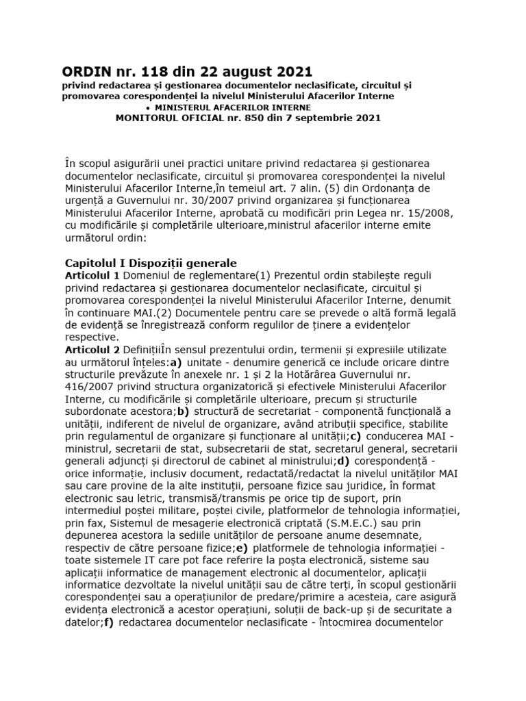 ORDIN nr. 118 din 22 august 2021 | PDF