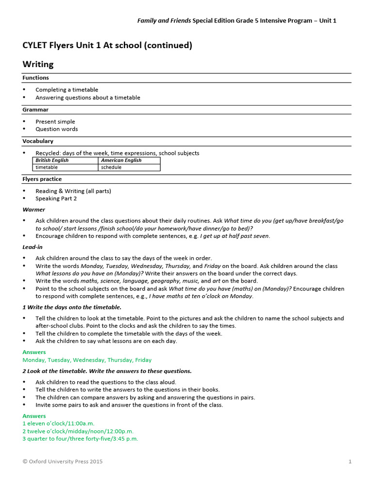 G5 Intensive LessonPlan Unit1 | PDF