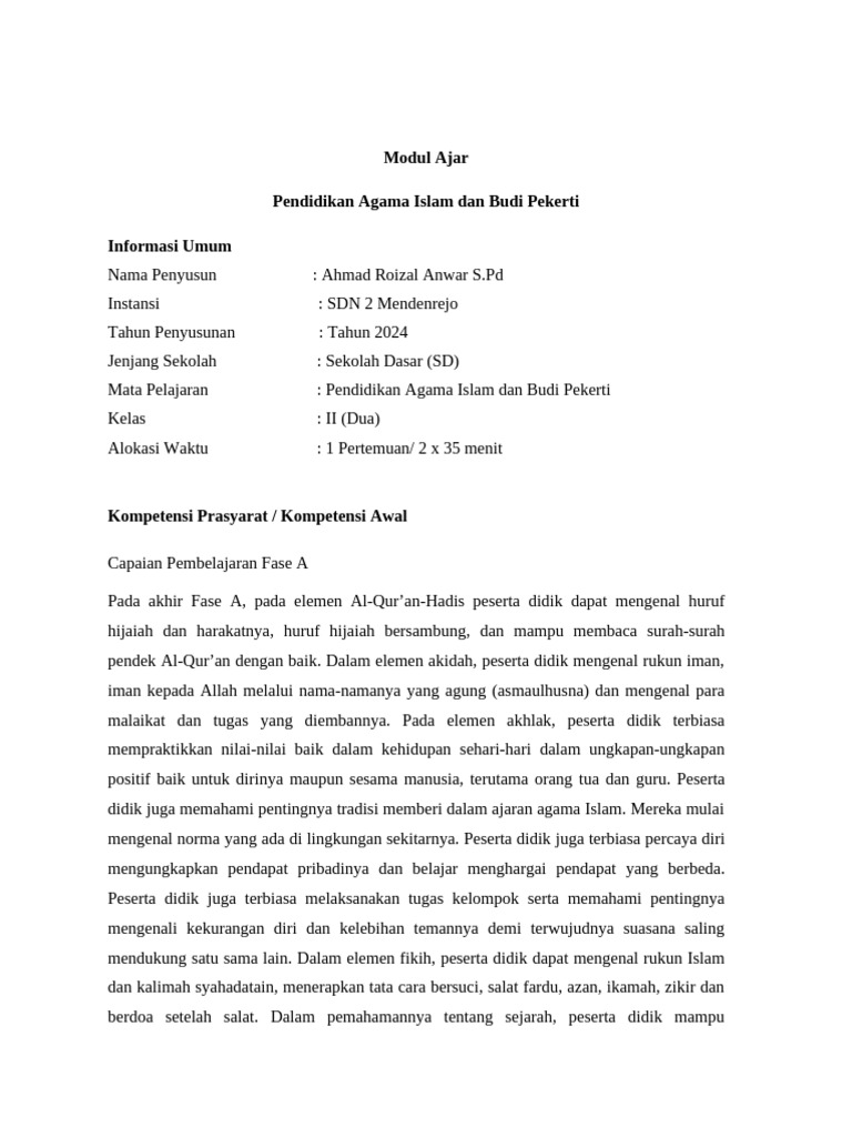 Tugas 7 Modul Ajar PJBL Roizal | PDF