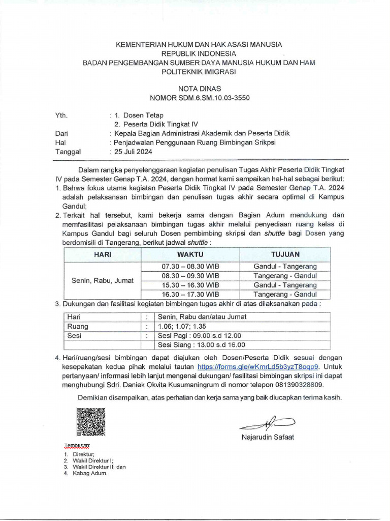 Nodin Penjadwalan Penggunaan Ruang Bimbingan Skripsi (Barcode) | PDF