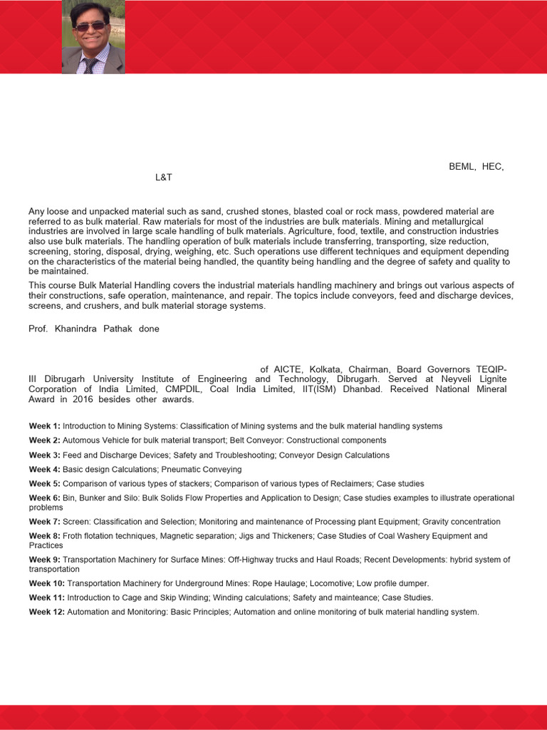 Nptel Bulk Material Handling Syllabus | PDF