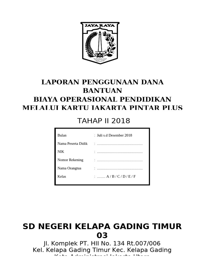 Laporan Penggunaan Dana KJP | PDF