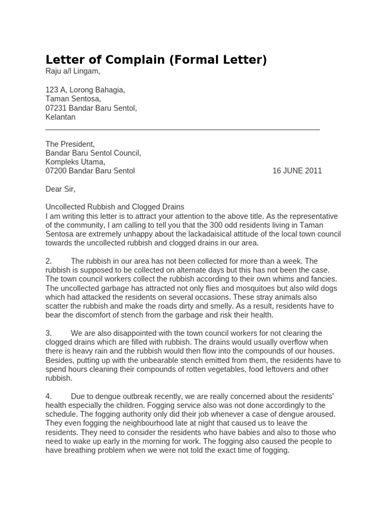 Letter of Complain | PDF