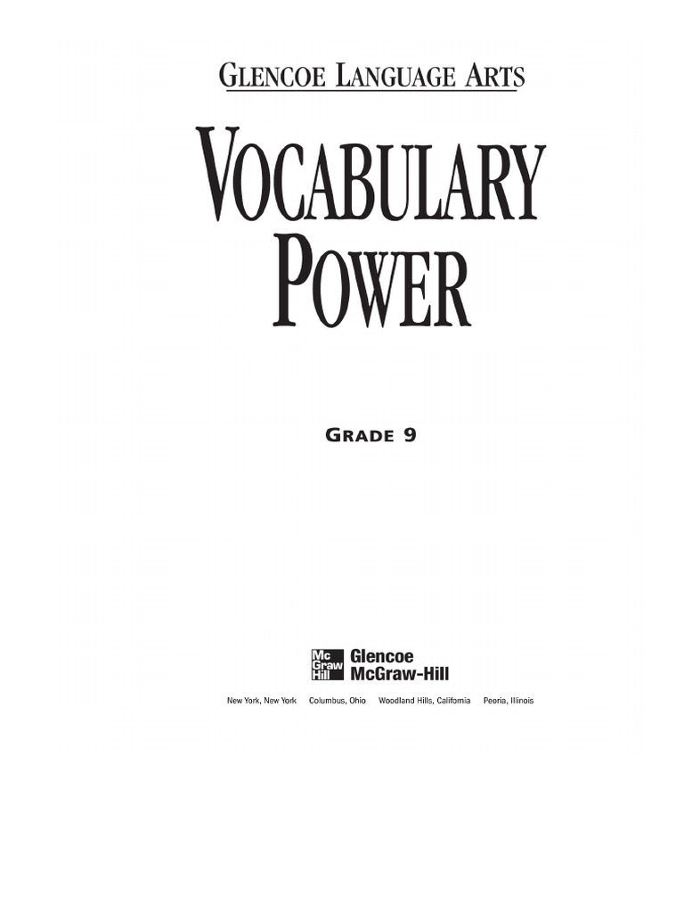 Vocabulary Power Workbook, Grade 9 - Glencoe | PDF