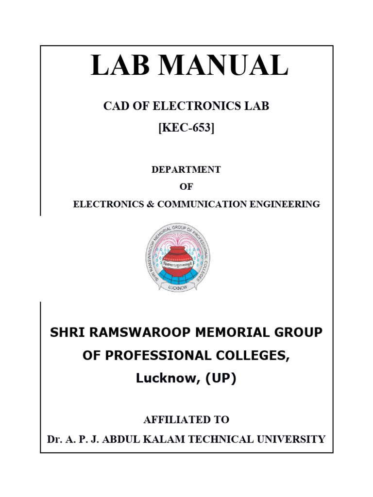 KEC-653 CAD of Electronics Lab Manual | PDF