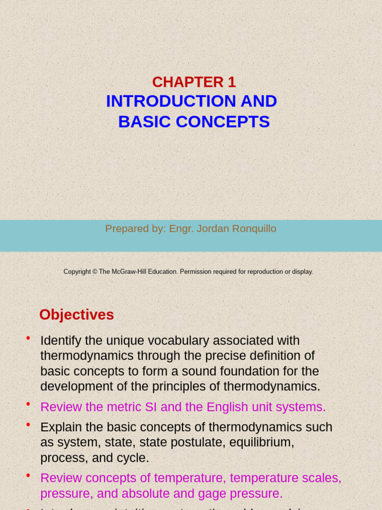 Week 1-Basic Concepts of Thermodynamics | PDF