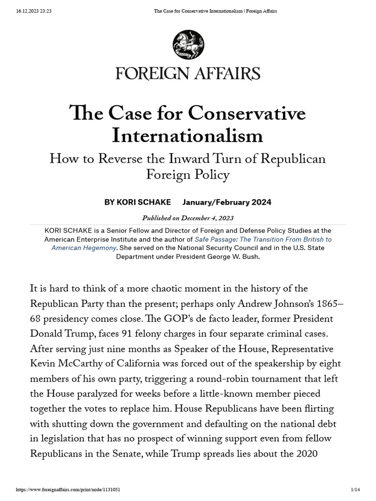 The Case For Conservative Internationalism - Foreign Affairs | PDF