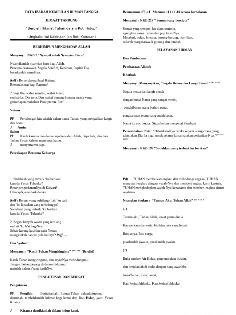 Tata Ibadah Kumpulan Rumah Tangga | PDF