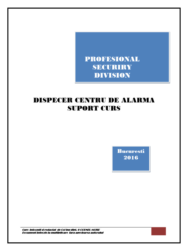 Dispecer Centru de Alarma | PDF
