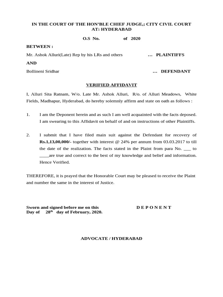 Verifying Affidavit | PDF