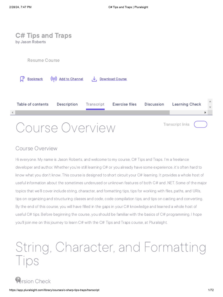 C# Tips and Traps - Pluralsight | PDF