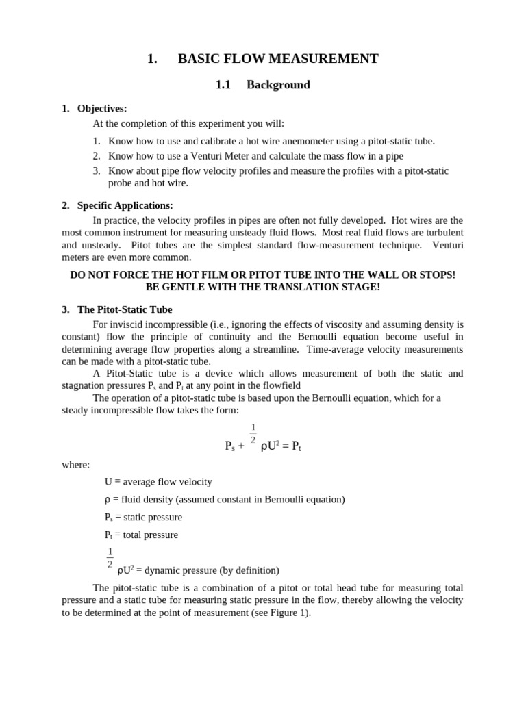 BASIC FLOW MEASUREMENT Background | PDF