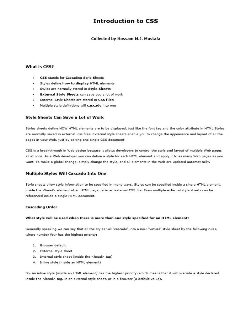 Introduction To CSS | PDF