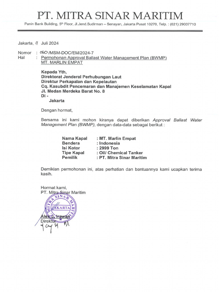 Permohonan Approval BWM Plan | PDF