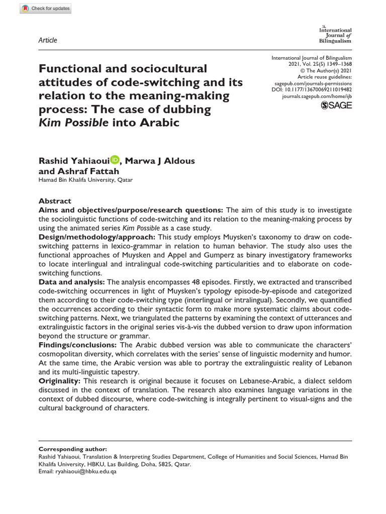 16-Functional and Sociocultural Attitudes of Code Switching SAGE | PDF