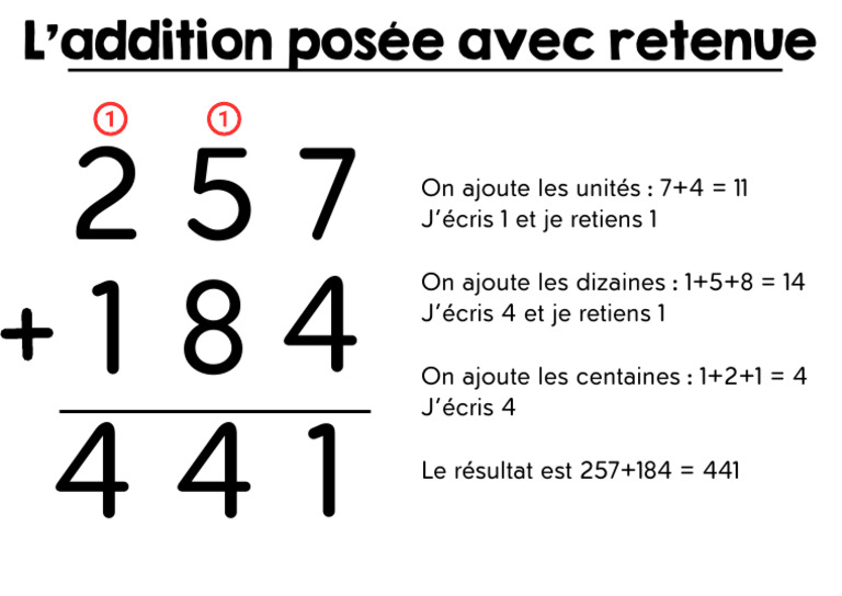 L Addition Pose e Avec Retenue 3 | PDF