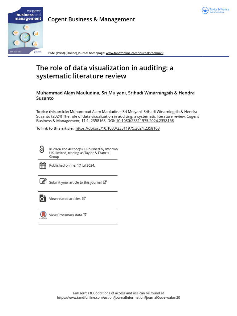 Published - The Role of Data Visualization in Auditing A Systematic Literature Review | PDF