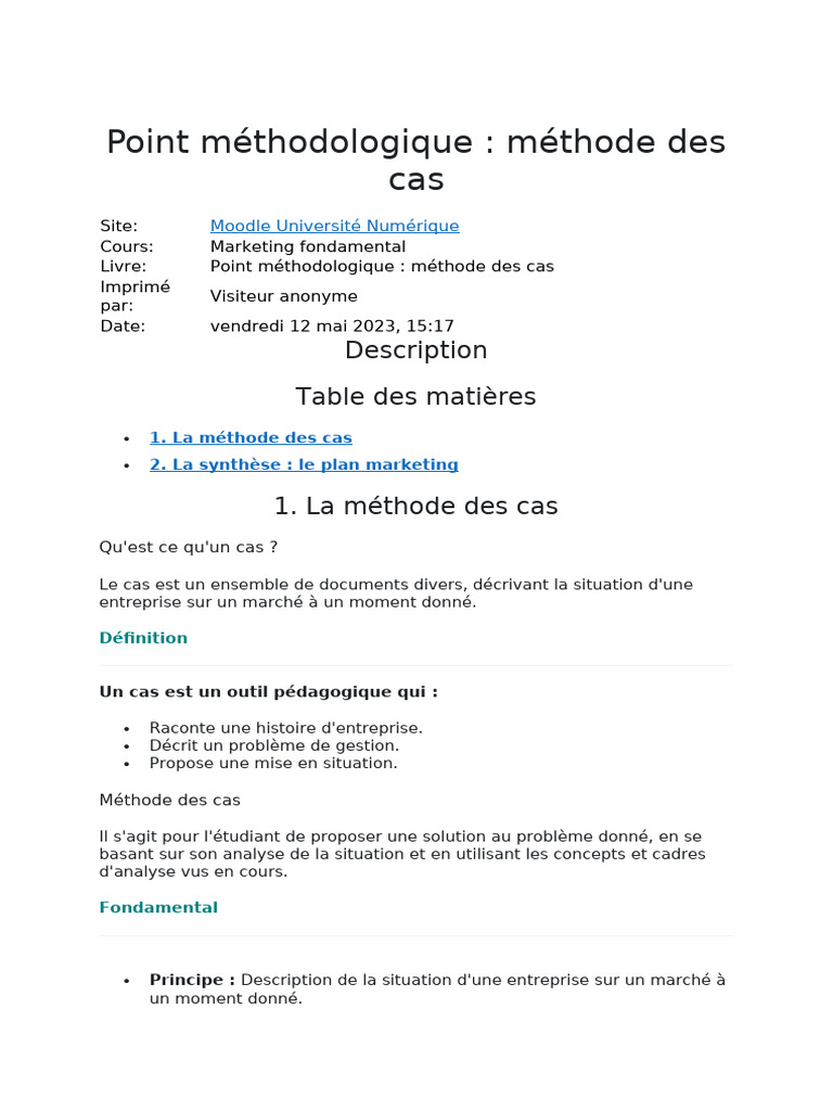 Point Méthodologique Méthode Des Cas | PDF