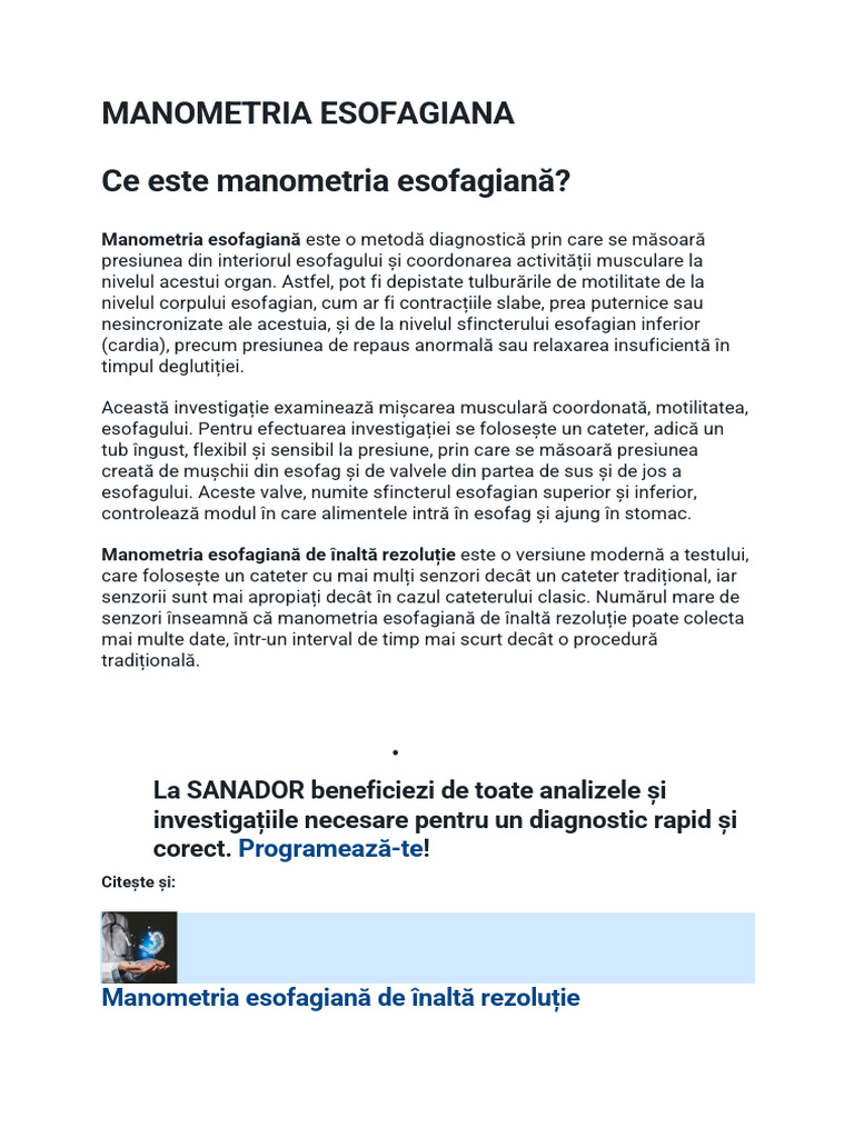Manometria Esofagiana | PDF