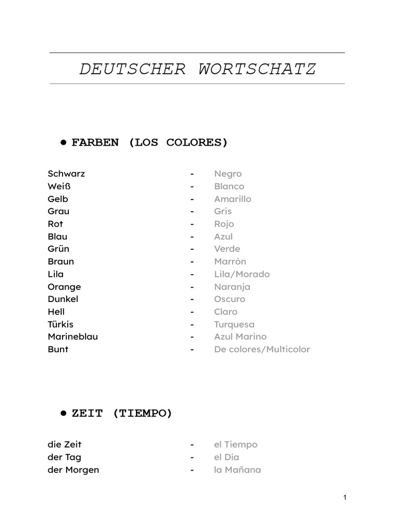 Deutscher Wortschatz | PDF