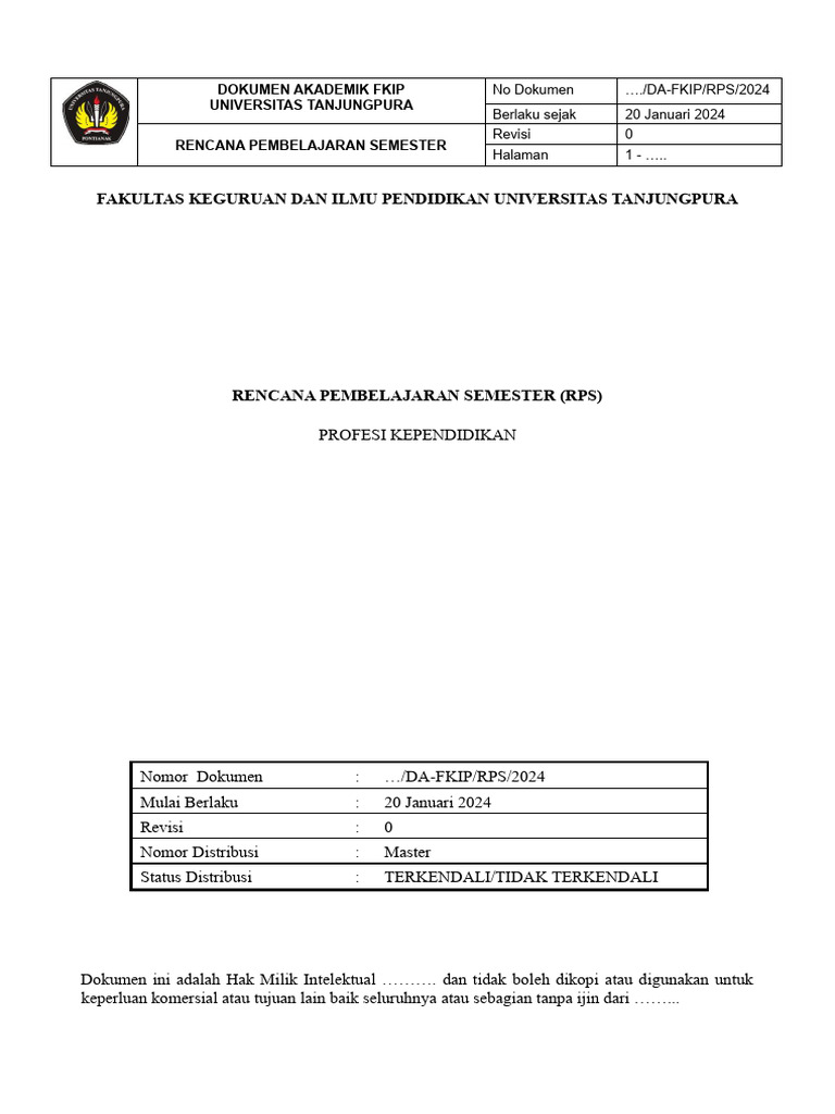 RPS Profesi Kependidikan FKIP-1 | PDF