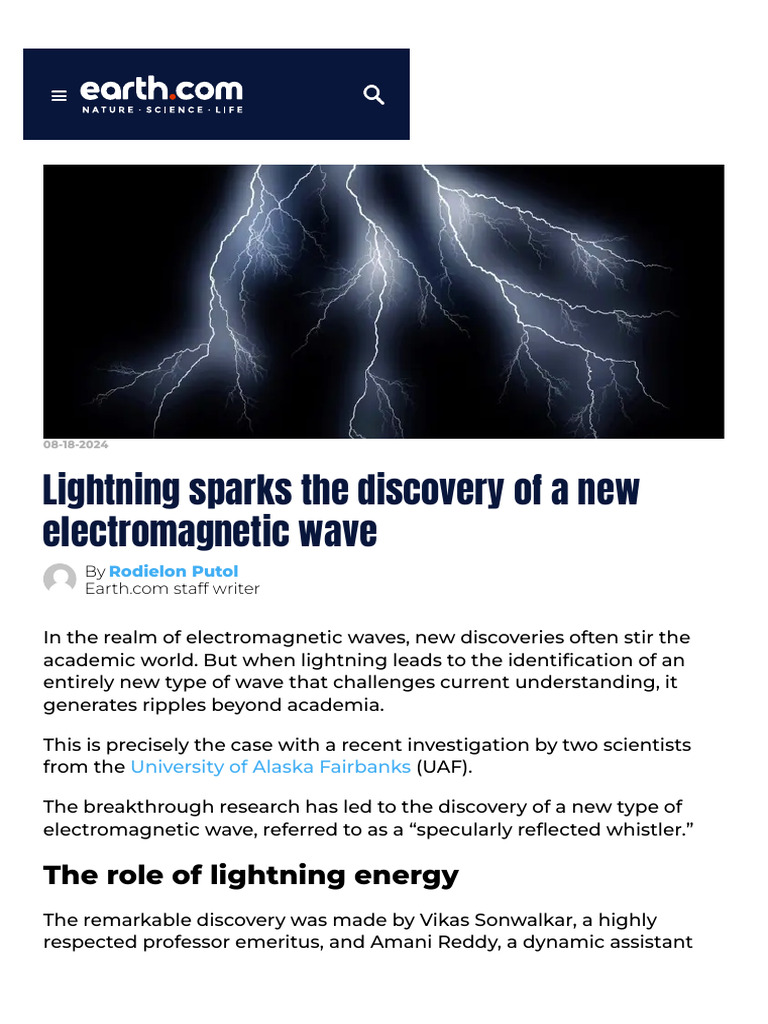 Lightning Sparks The Discovery of A New Electroma | PDF